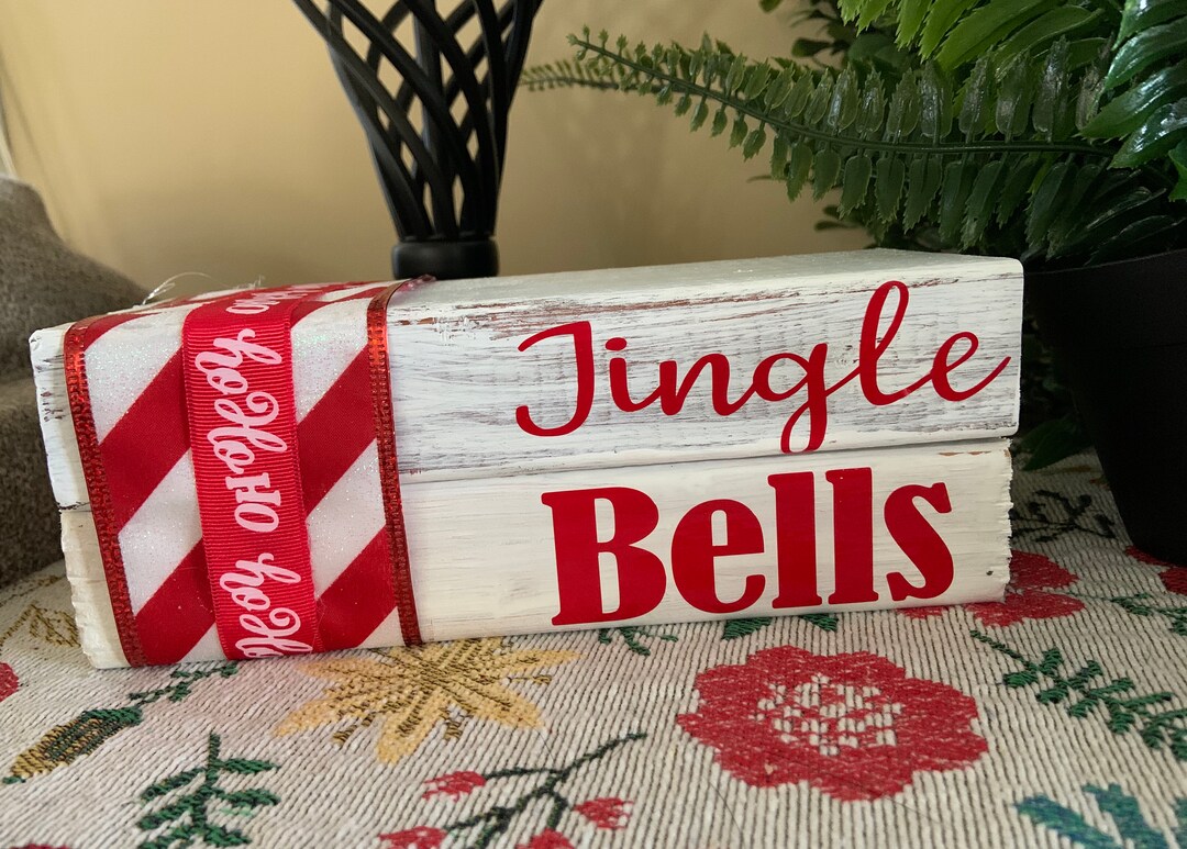 Jingle Bells Decorated Stacked Books - Etsy