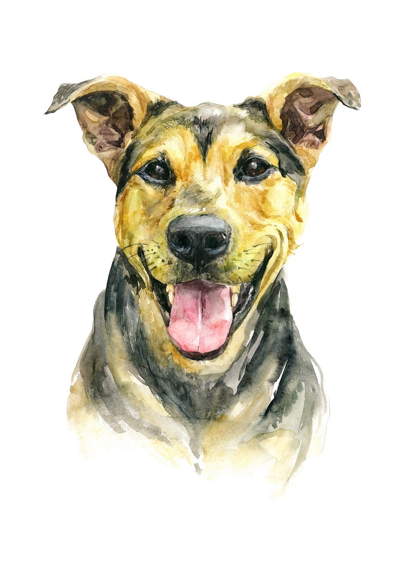 Hand painted Custom Watercolor Dog Portrait from Photo Custom | Etsy