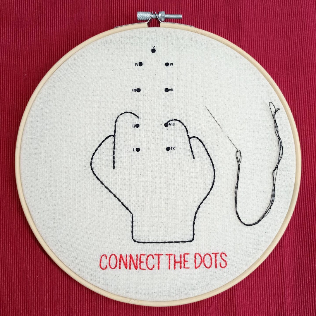 Connect the Dots | Embroidery Hoop Art | Funny Wall Art | Middle Finger ...