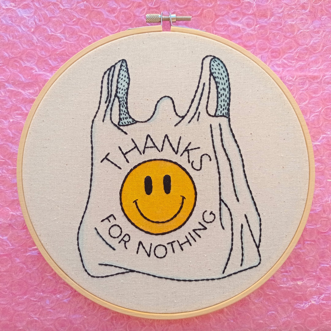 Thanks for Nothing | Finished Embroidery Hoop Art | Funny Wall Decor ...