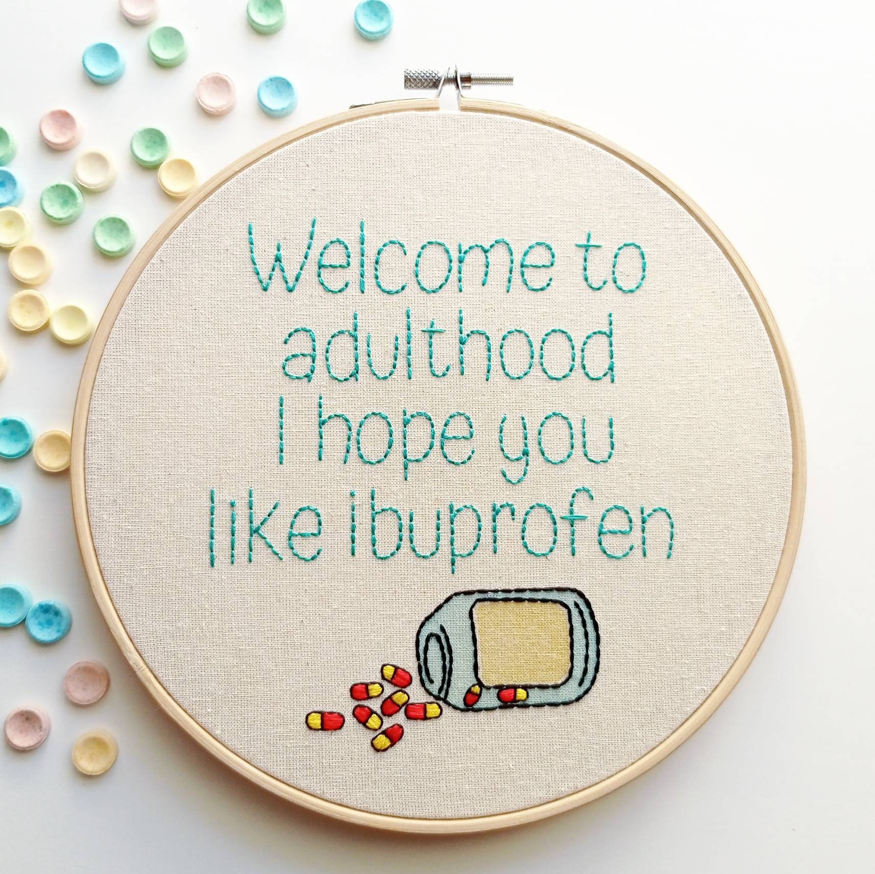 Welcome to Adulthood Embroidery Hoop Art | Funny Wall Decor | Creative ...