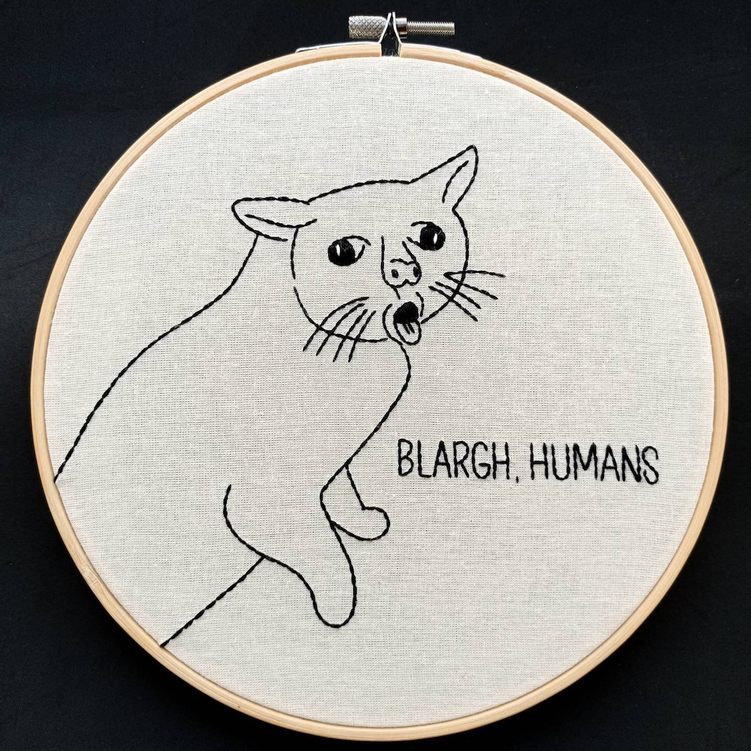 Cat Meme - Embroidery Hoop Art - Etsy