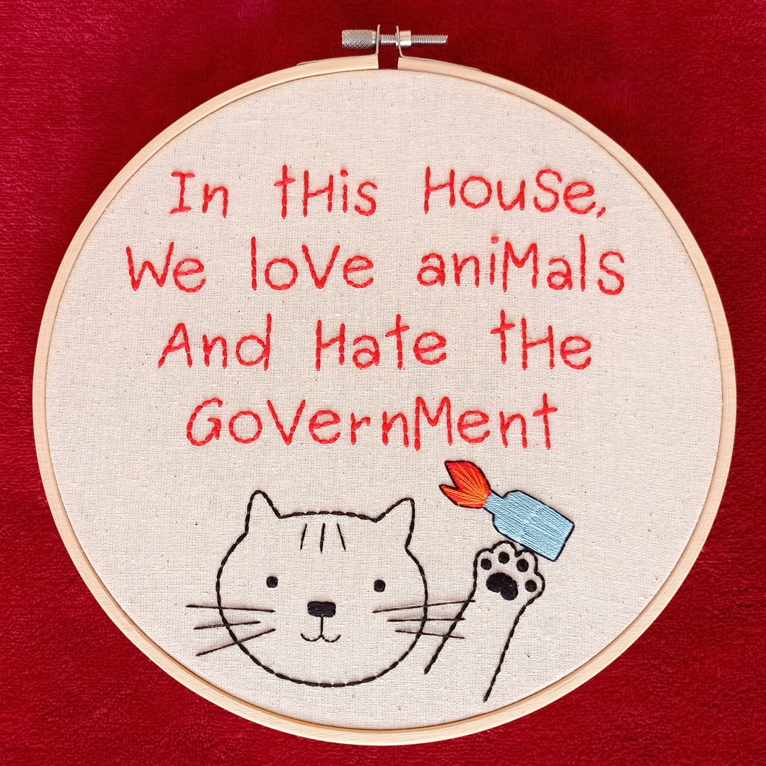 Anarchy Cute Cat | Handmade Embroidery Hoop Art | Home Decor | Wall ...