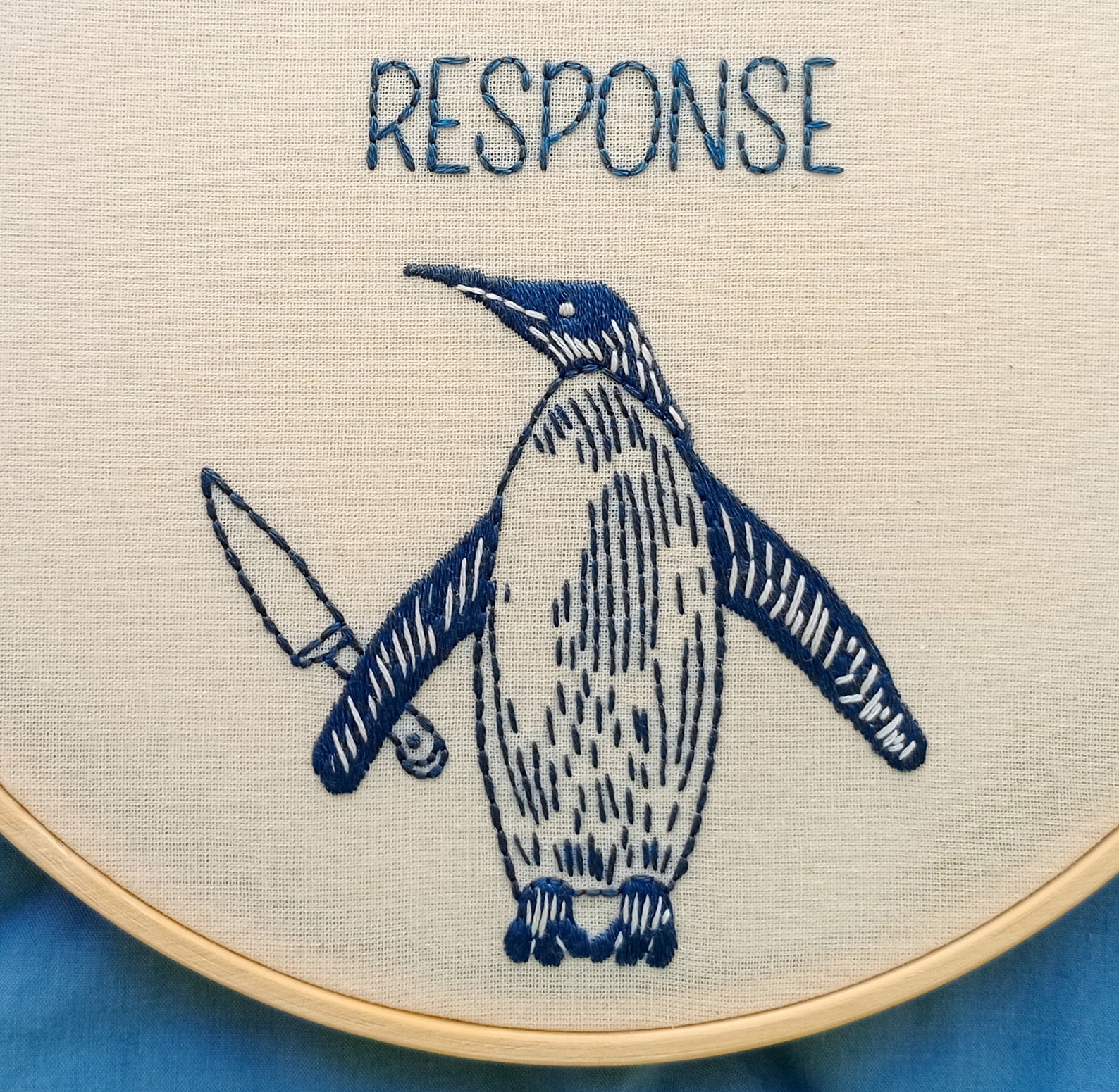 Penguin Fight or Flight Response | Embroidery Hoop Art | Wall Decor ...