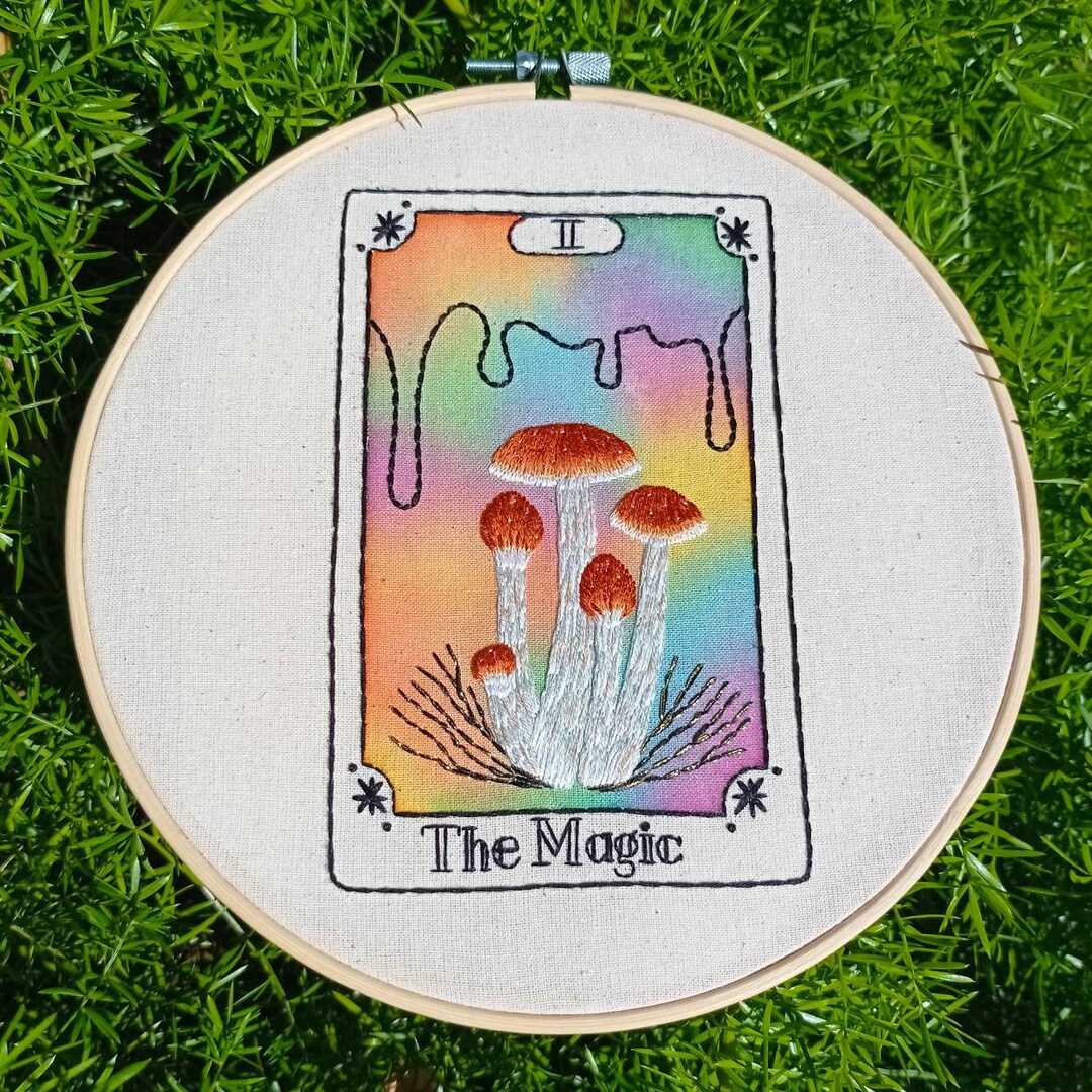 Magic Mushroom Embroidery Hoop Art | Handmade Tarot Card Design ...