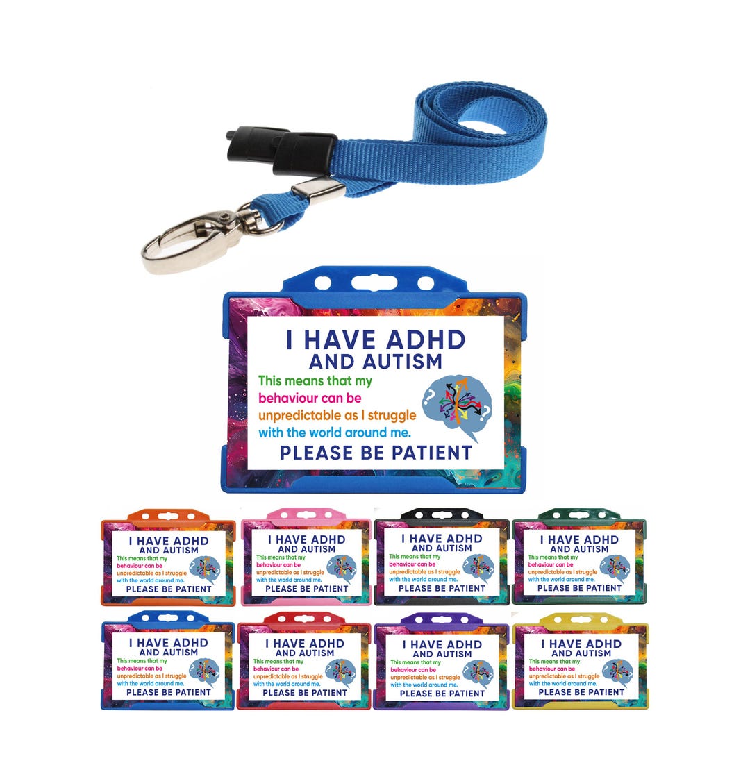 ADHD and Autism Printed Card With Holder and Lanyard - Etsy UK
