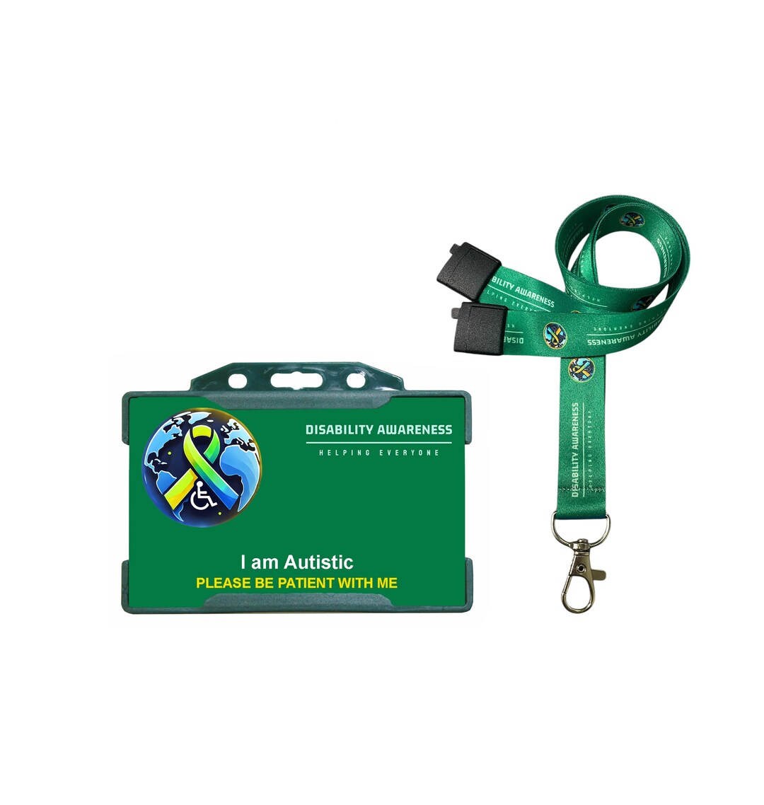 Autistic Hidden Disability Cards Lanyard & Badge World Symbol Uniting ...