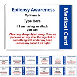 Epilepsy Awareness Disability ID Card Personalised With Your Name and ...