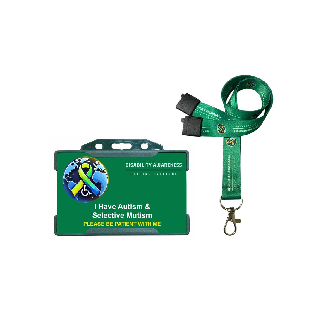 Autism Mutism Hidden Disability Cards Lanyard & Badge World Symbol ...