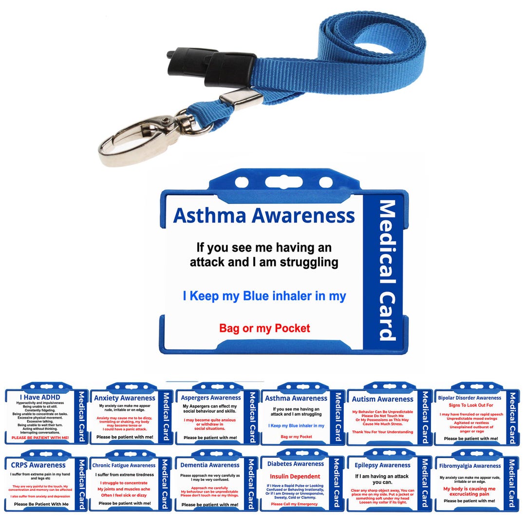 Asthma Awareness Hidden Disability Awareness Medical Cards - With Blue ...
