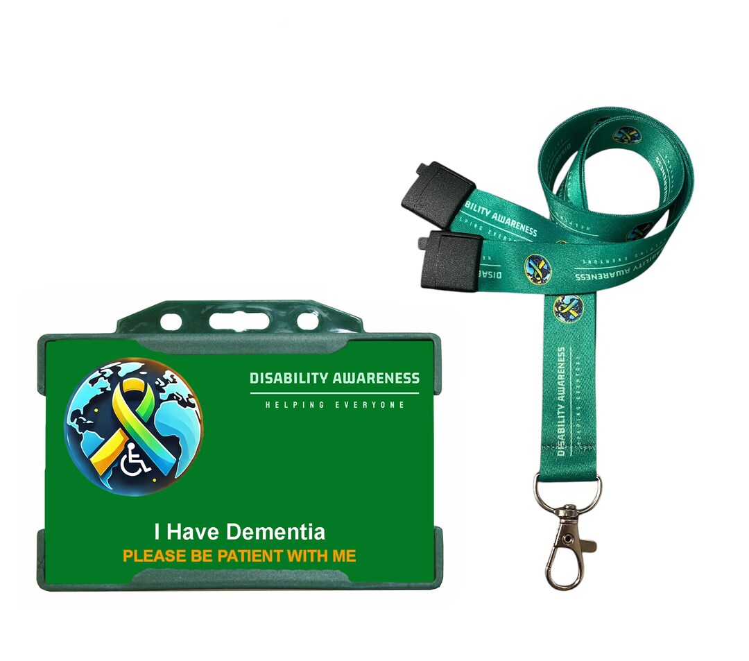Dementia Awareness Hidden Disability Cards Lanyard & Badge World Symbol ...