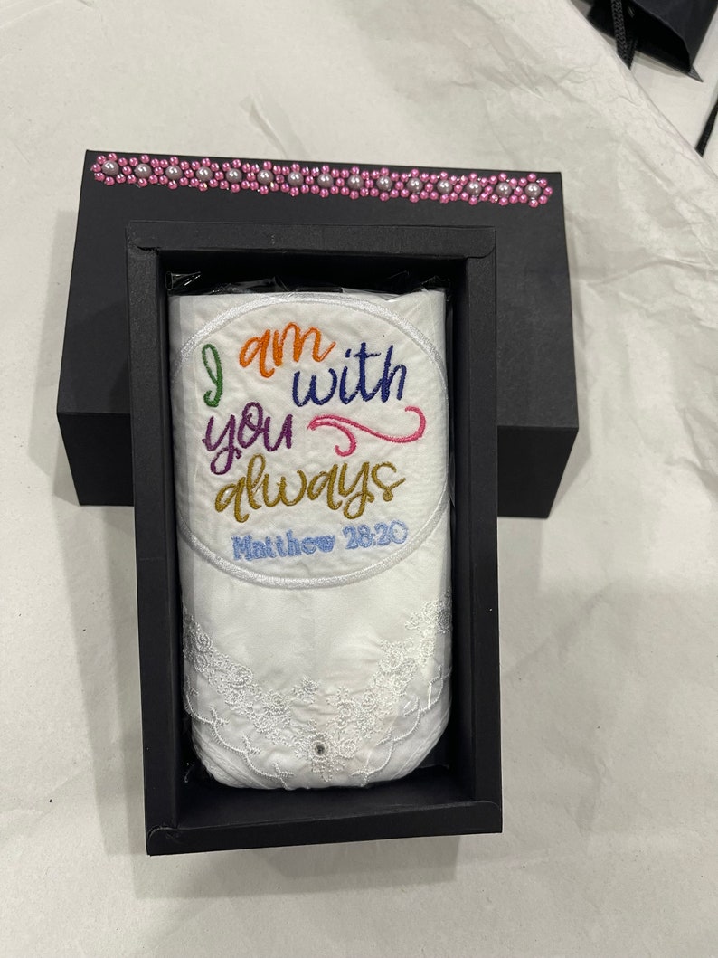 Script—kerchief Hanky Handkerchief Embroidery Inspirational Gift ...