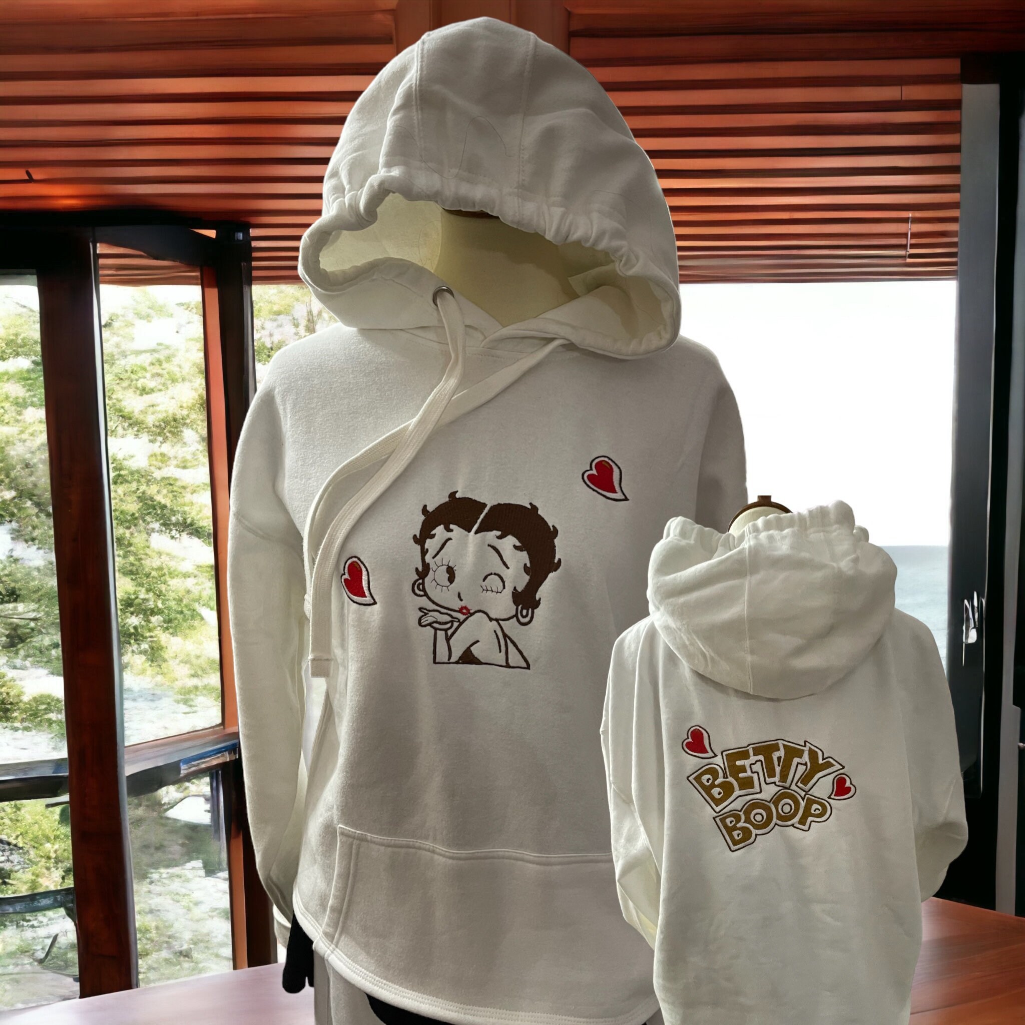 Betty Boop Front and Back and Hoodie Embroidered Pullover Hoodie - Etsy