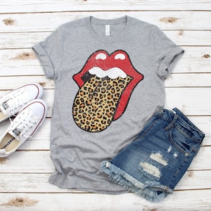 Red Lips Leopard Print Tongue T Shirt Fashion Lover Shirt - Etsy