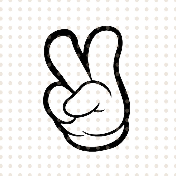 Mickey Mouse Two Dles Hand Svg Mickey And Minnie Peace Hands Etsy