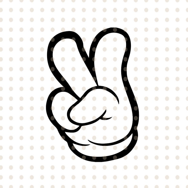 Mickey Mouse Two dles hand svg Mickey and Minnie Peace Hands | Etsy