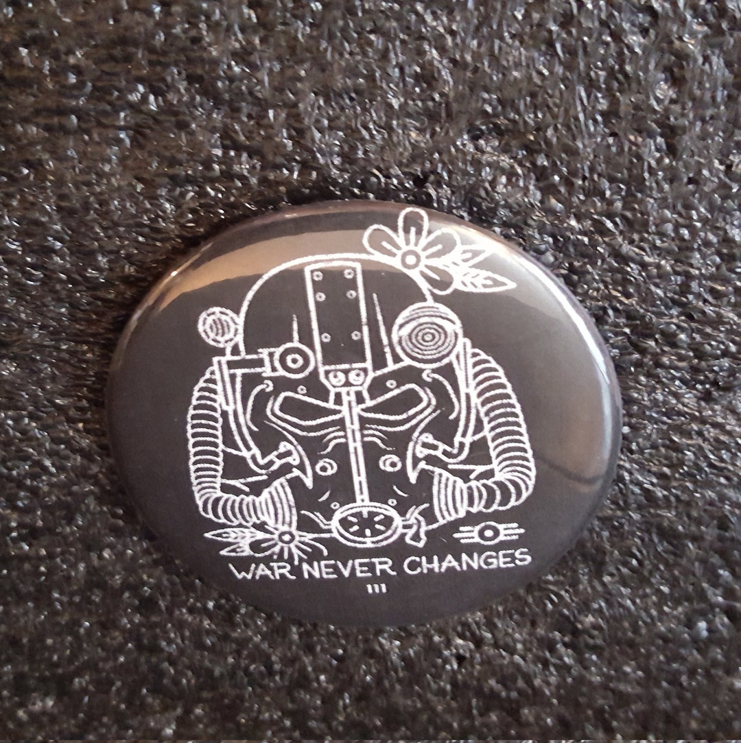 Fallout Power Armor Helmet - War Never Changes - Pinback Button 2.25 ...