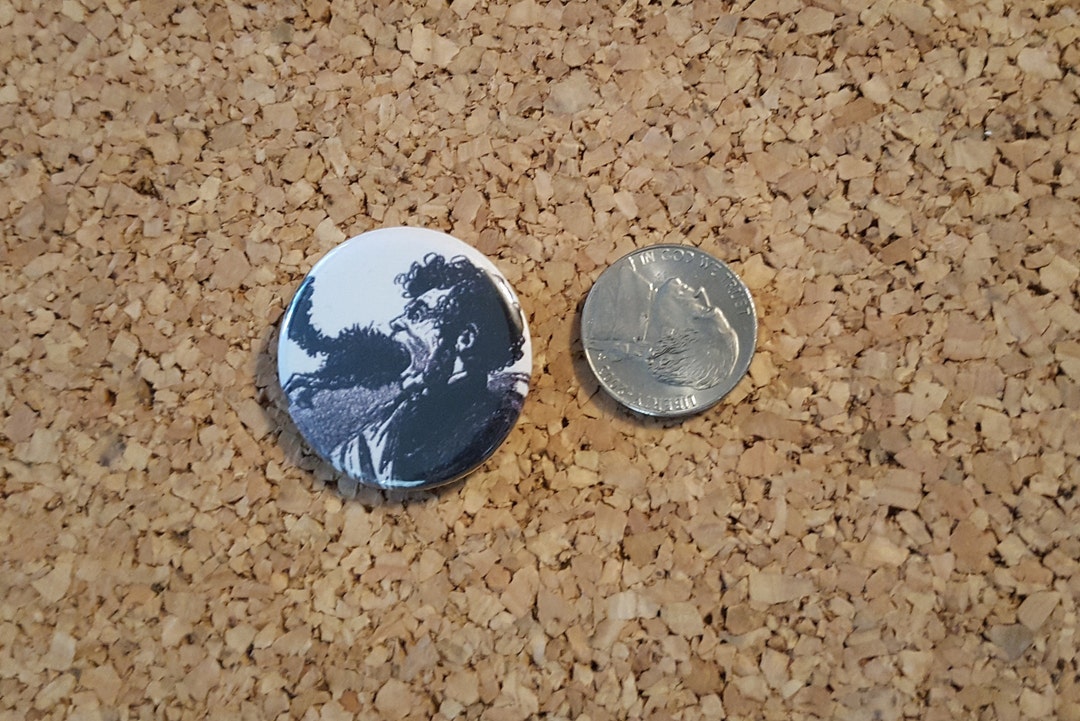 Man-eating Cat Button – Surreal Vintage Pin | 1.25" Glossy Gothic Cat ...