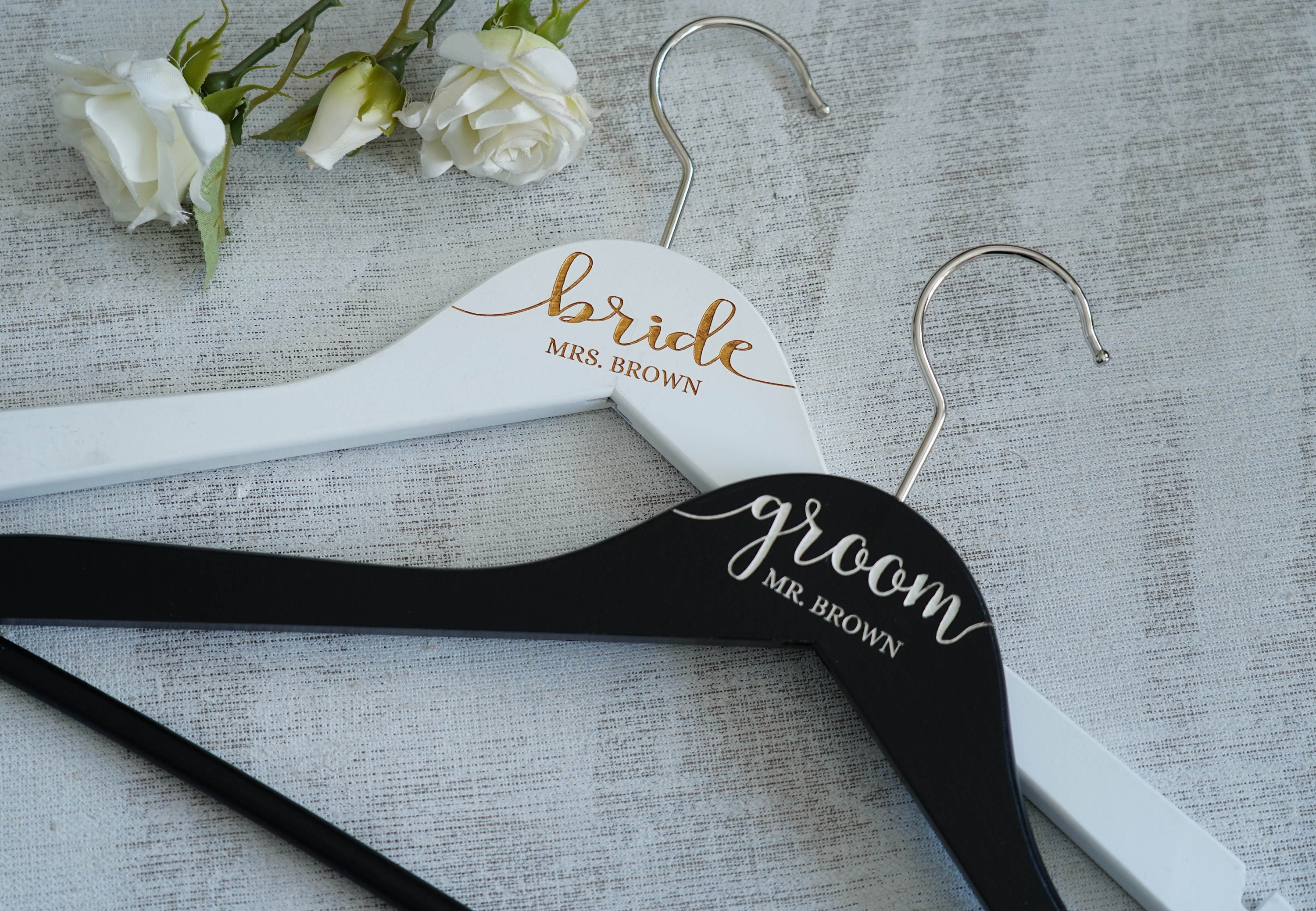 SET of 2 Personalized Hangers Painted Engraved Hangers for - Etsy