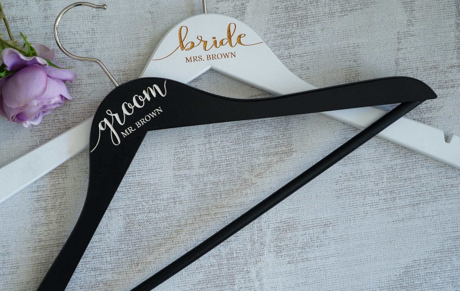 SET of 2 Personalized Hangers Painted Engraved Hangers for - Etsy