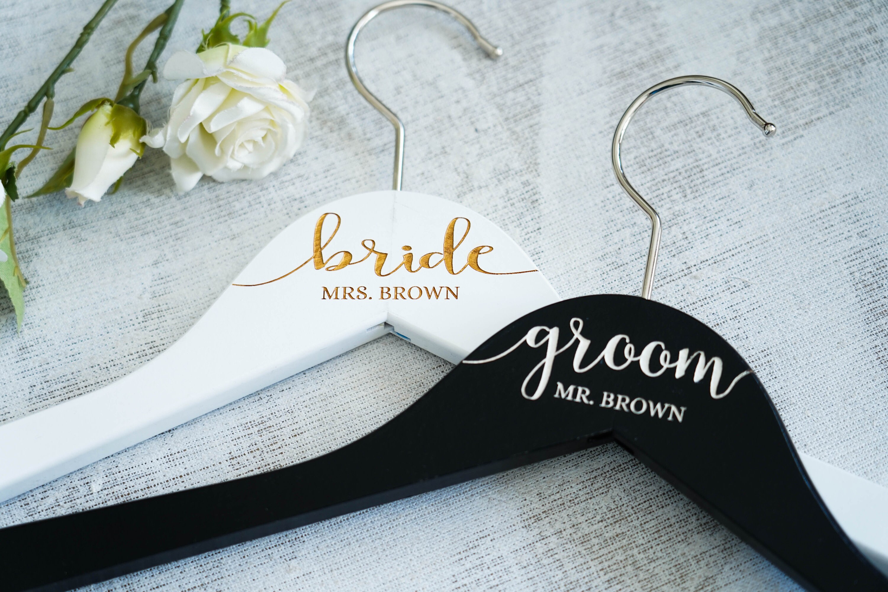 SET of 2 Personalized Hangers Painted Engraved Hangers for - Etsy