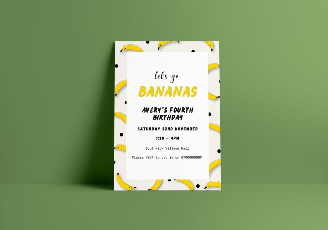 Go Bananas Party Invite Template, Go Bananas Birthday Invitation ...