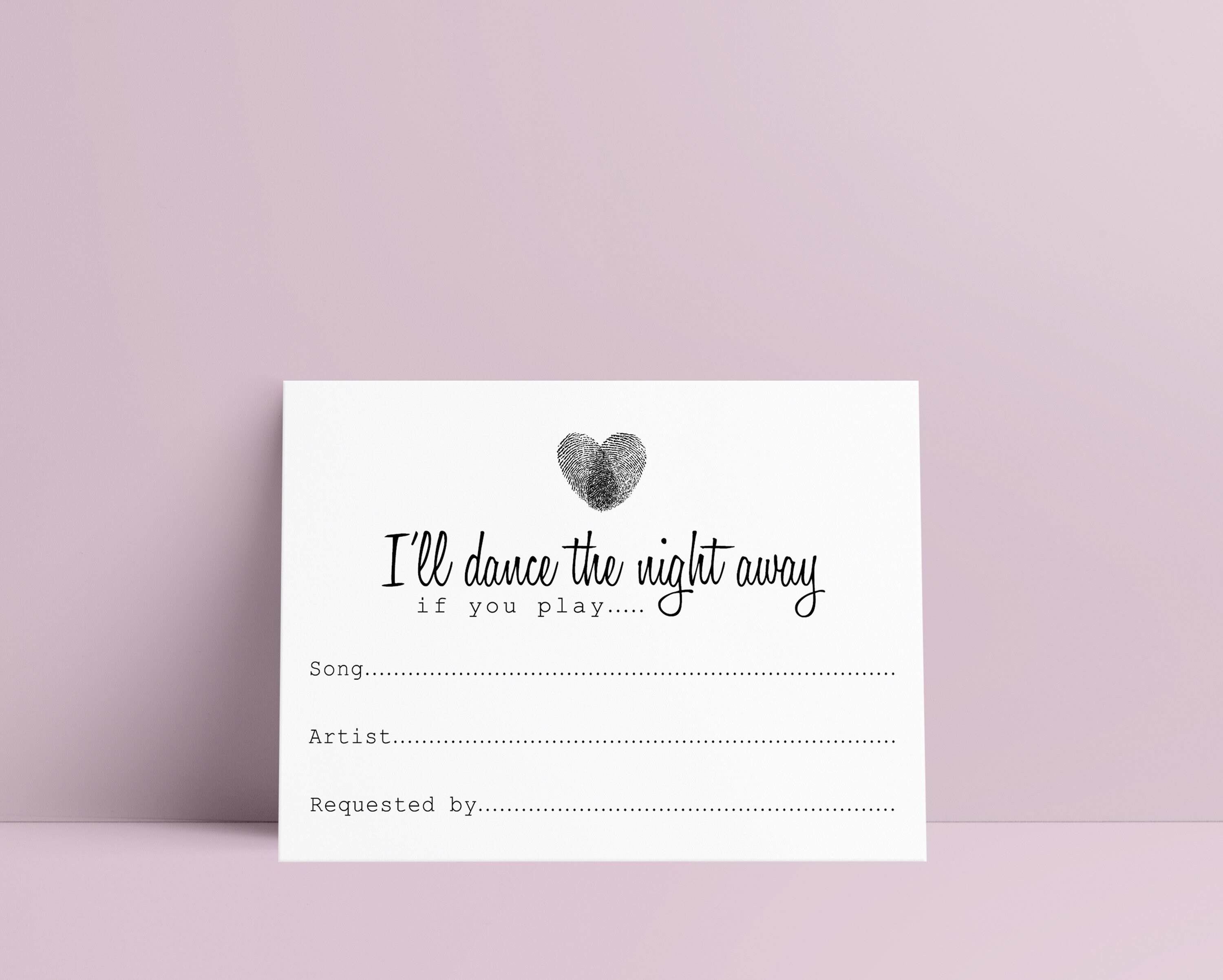 I'll Dance the Night Away Wedding Song Request Card Featuring a ...