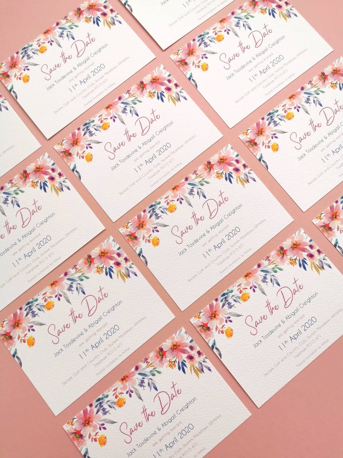 Spring Flowers Wedding Save the Date Card, Wedding Stationery ...