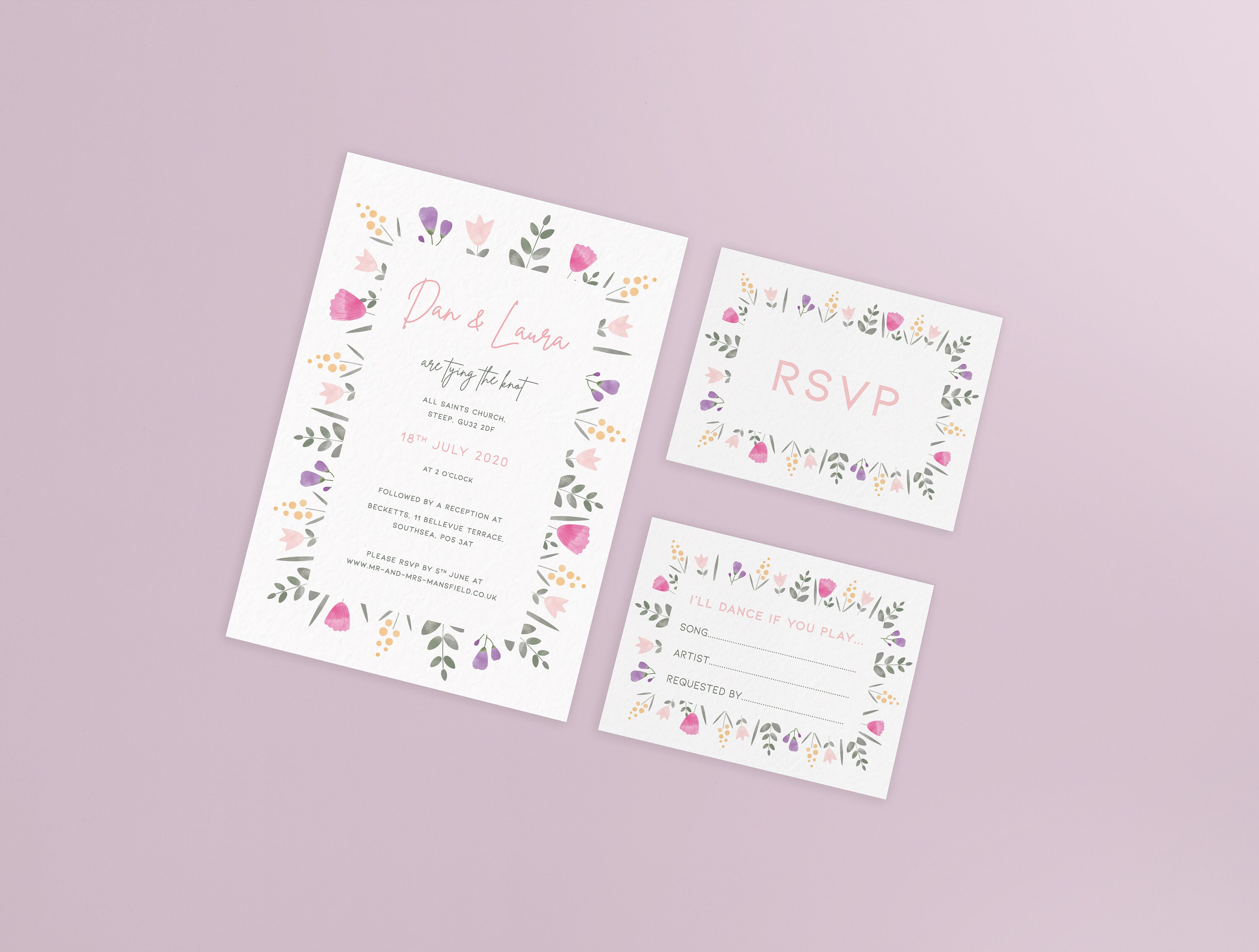 Floral Wedding Song Request Card, Music Request Card, DJ Song Request ...
