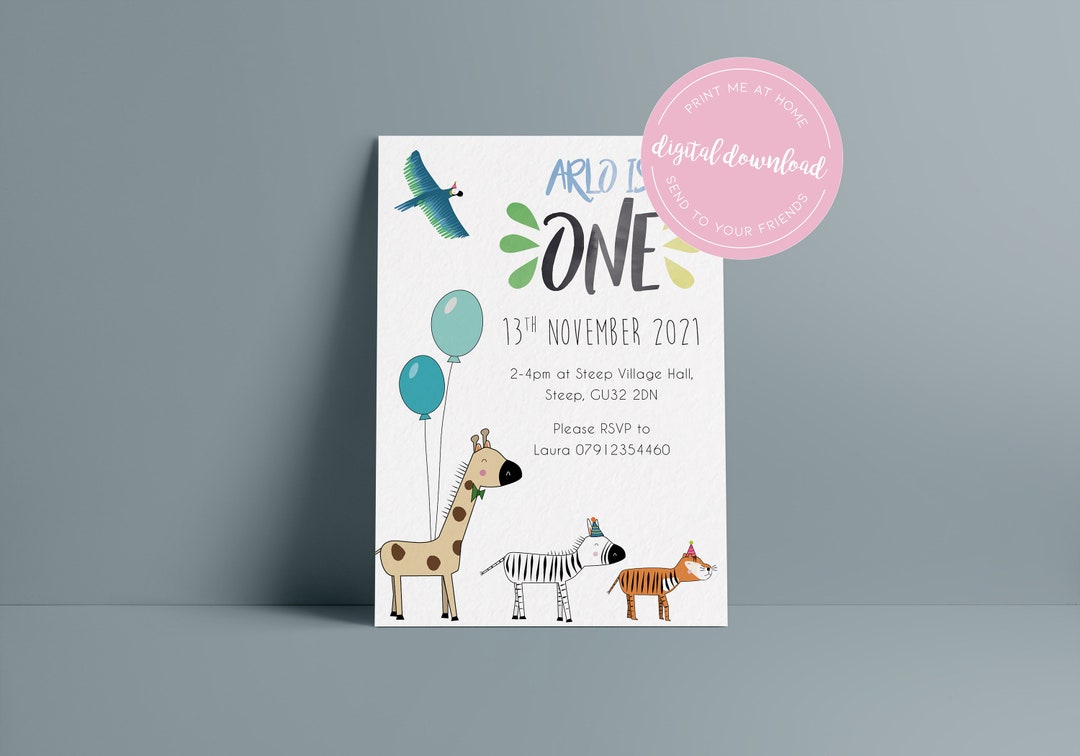 Wild One 1st Birthday Party Invitation Download, 1 Year Old Party ...