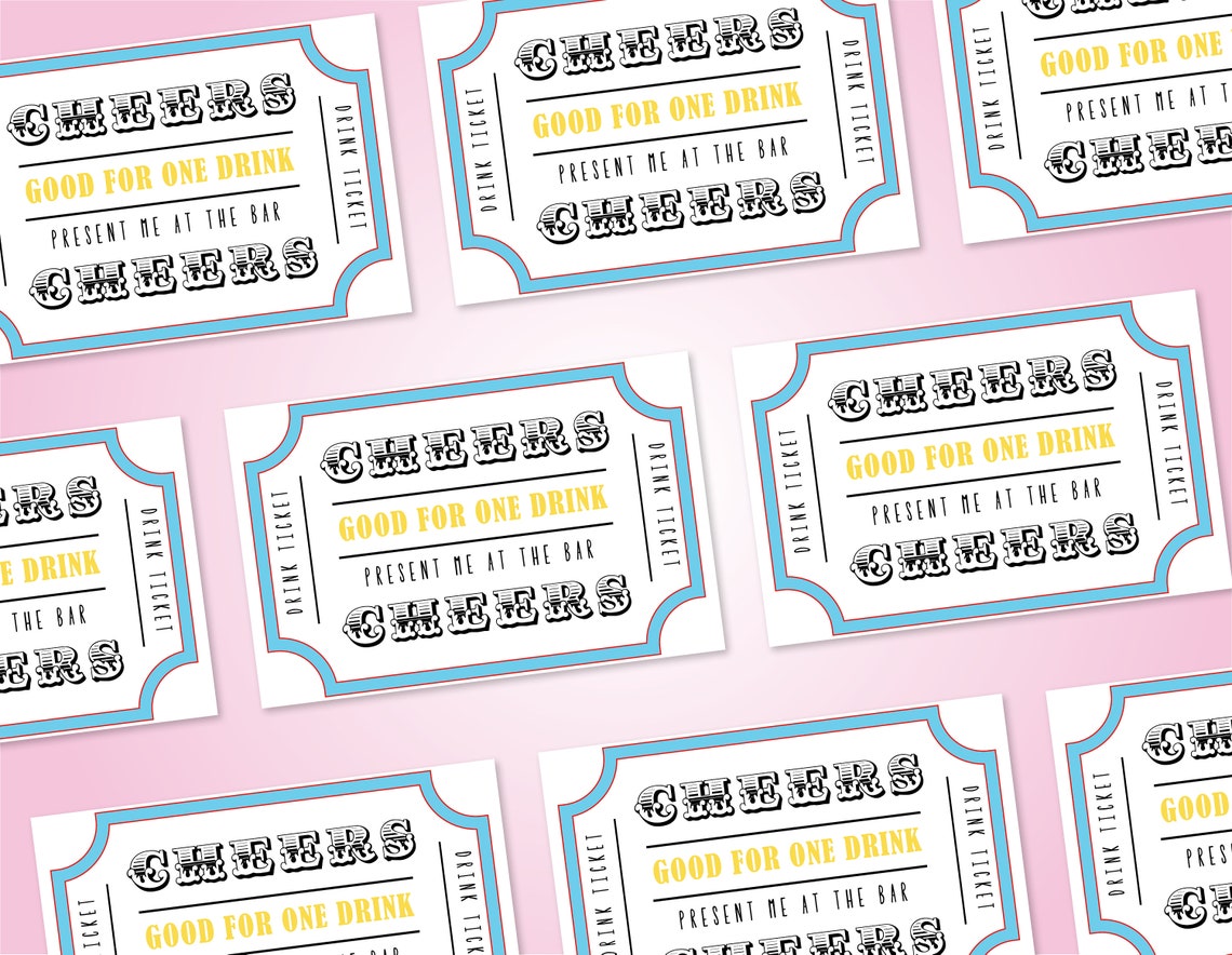 Printable Wedding Drink Token, Wedding Bar, Instant Download for ...