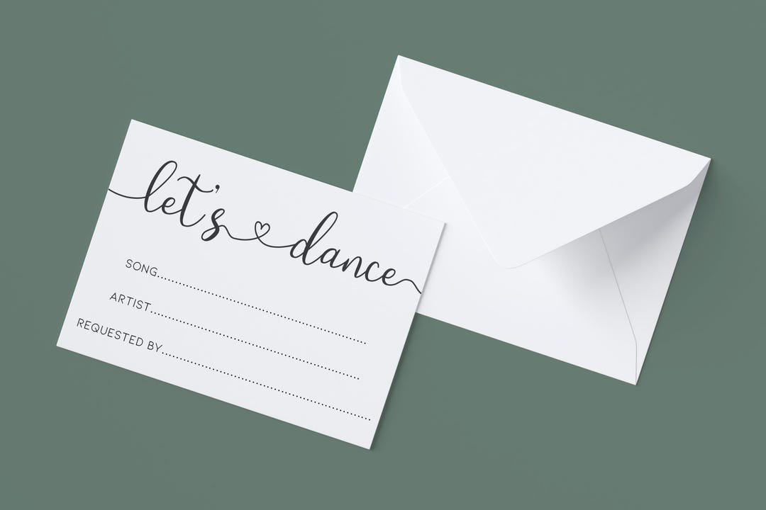 Wedding Song Request Card, Let's Dance Card, Music Request Card, DJ ...