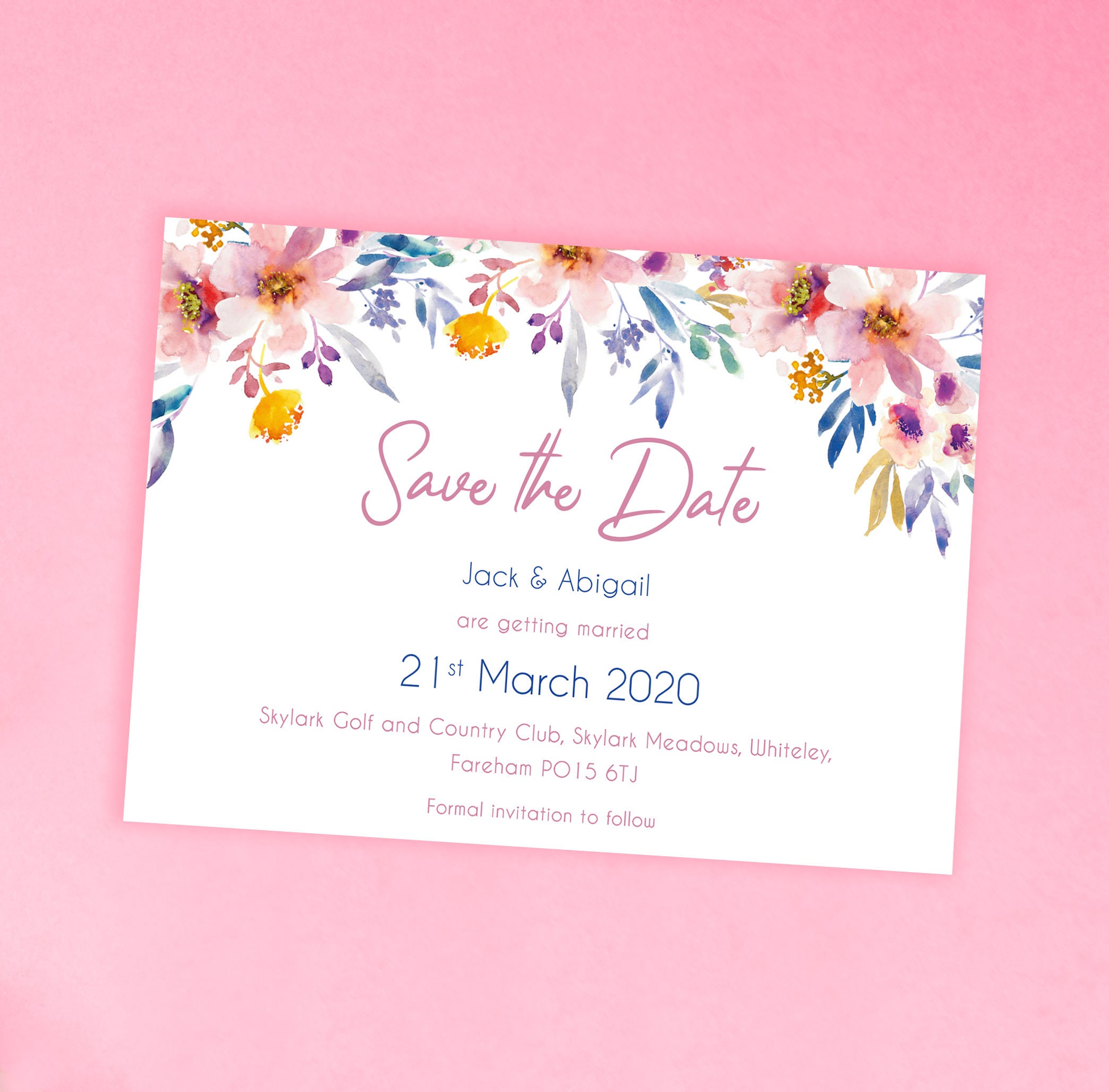 Spring Flowers Wedding Save the Date Card, Wedding Stationery ...