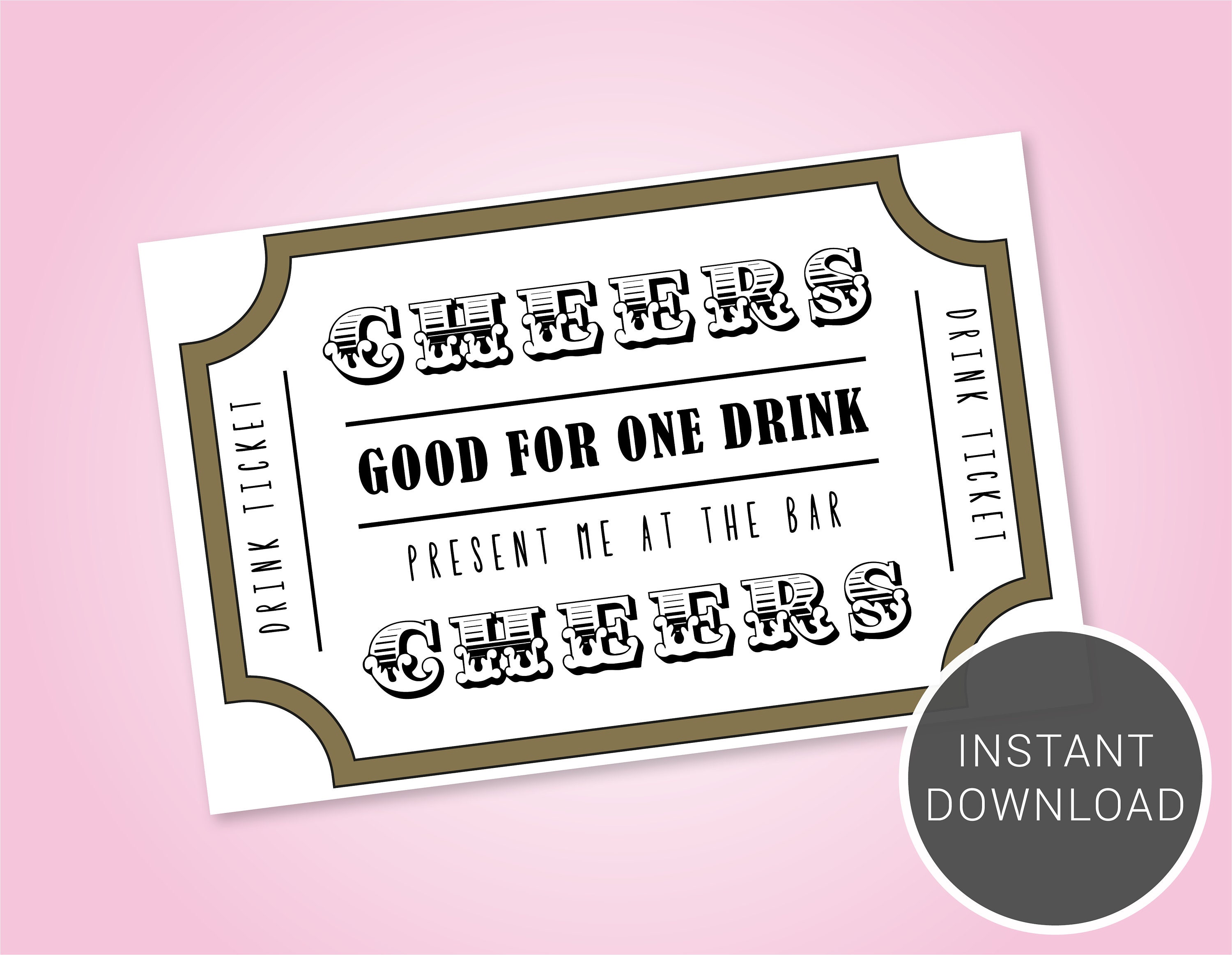 Drink Token | Wedding Bar | Drink Ticket | Instant Download | Print at ...