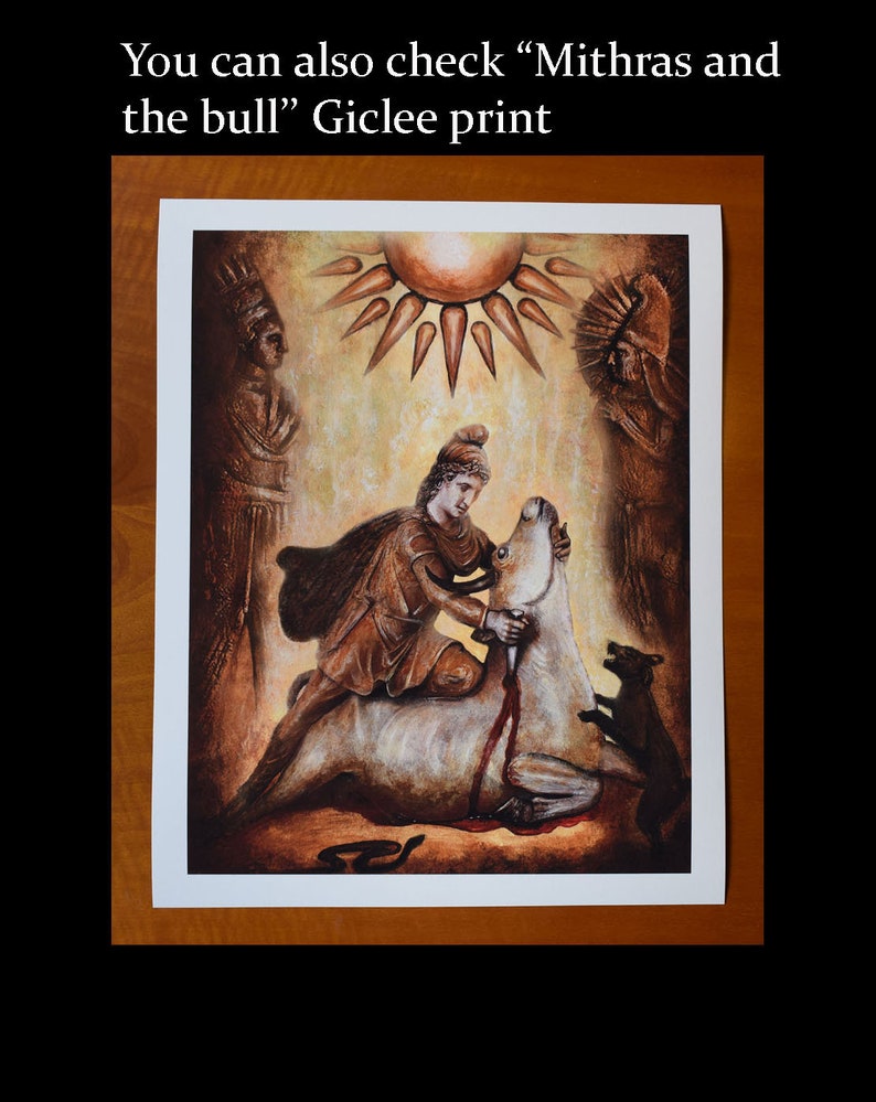 Tauroctony (mithras and the Bull) - ORIGINAL ART - Pencil,dusts,and Oil ...