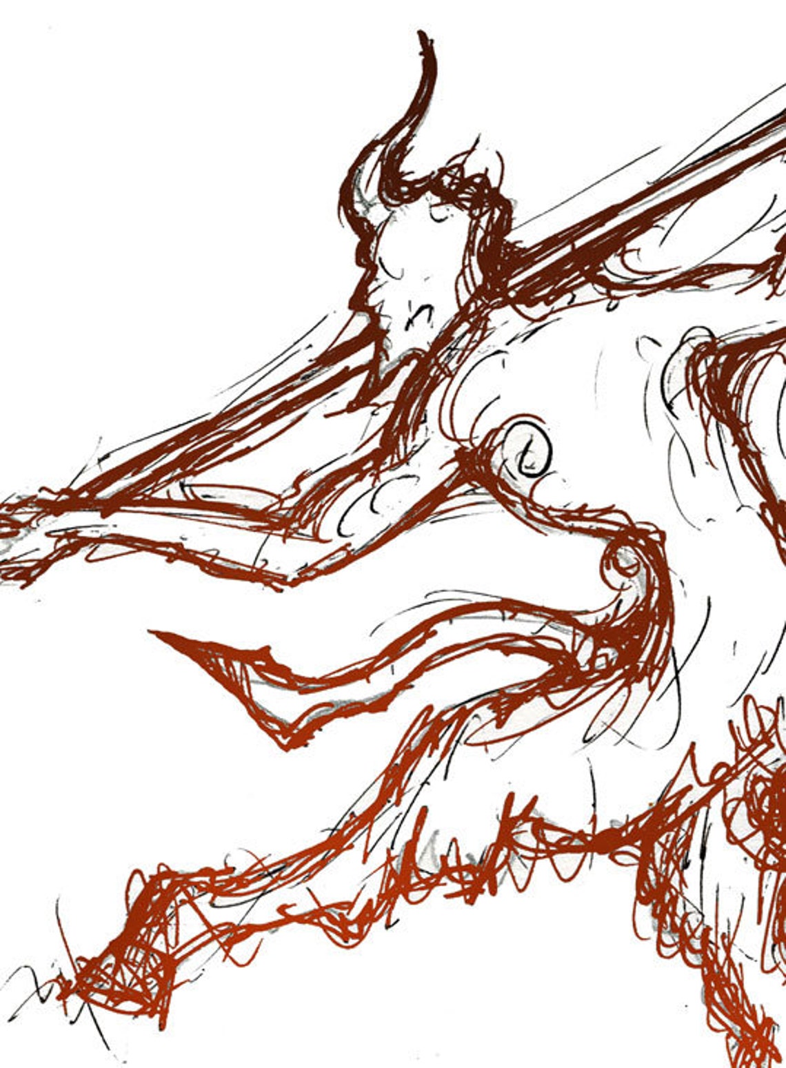 Red Devil - DOWNLOADABLE PRINT - Original Drawing - Pencil and Acrylics ...