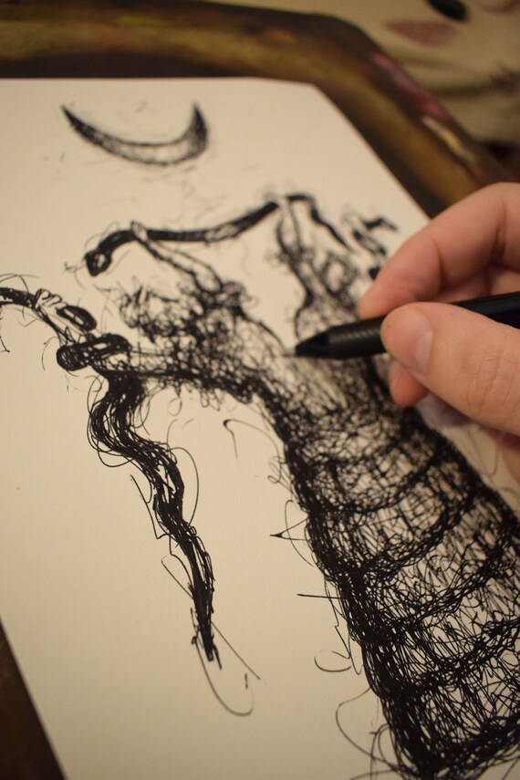 Snake Dance ORIGINAL DRAWING Pencil on | Etsy