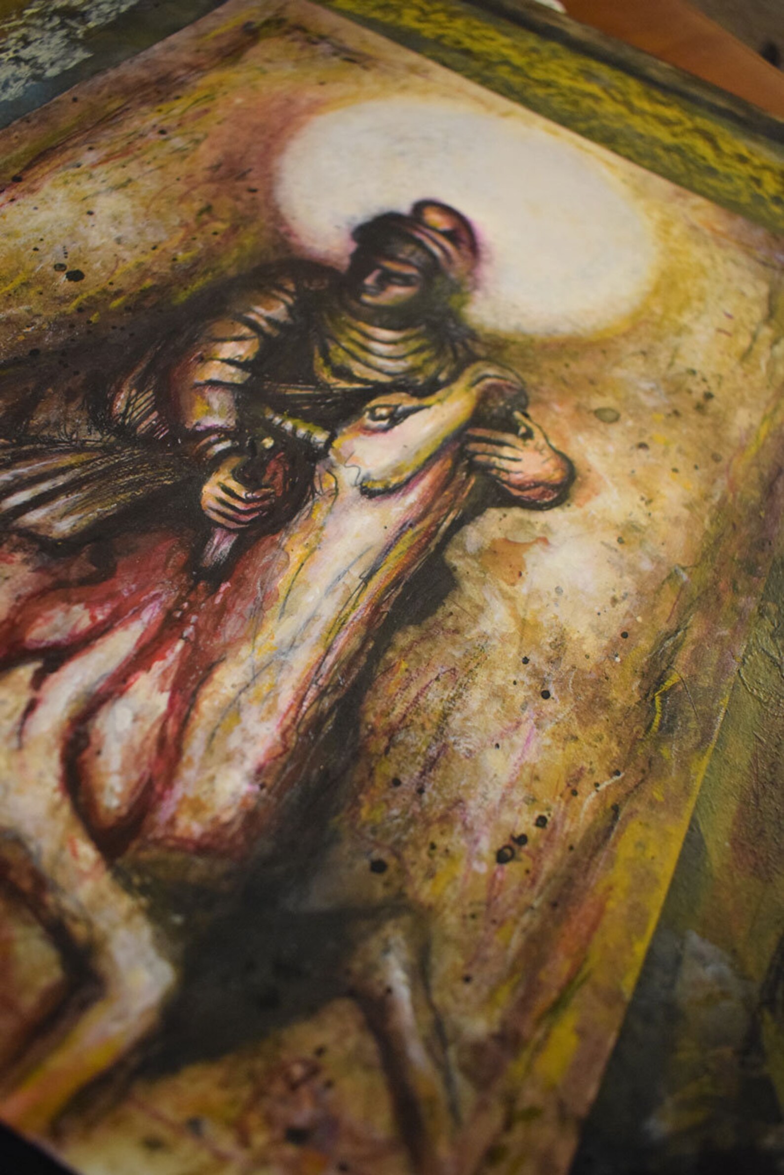 Tauroctony (mithras and the Bull) - ORIGINAL ART - Pencil,dusts,and Oil ...