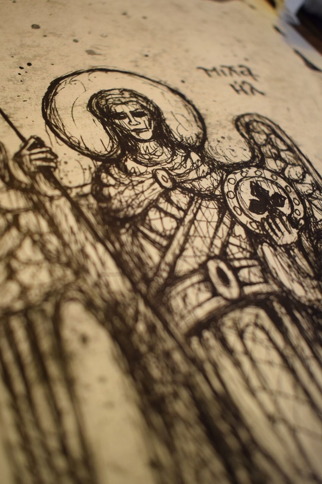 Archangel Michael - ORIGINAL ART - Pencil on Paper,icon,hagiography - Etsy