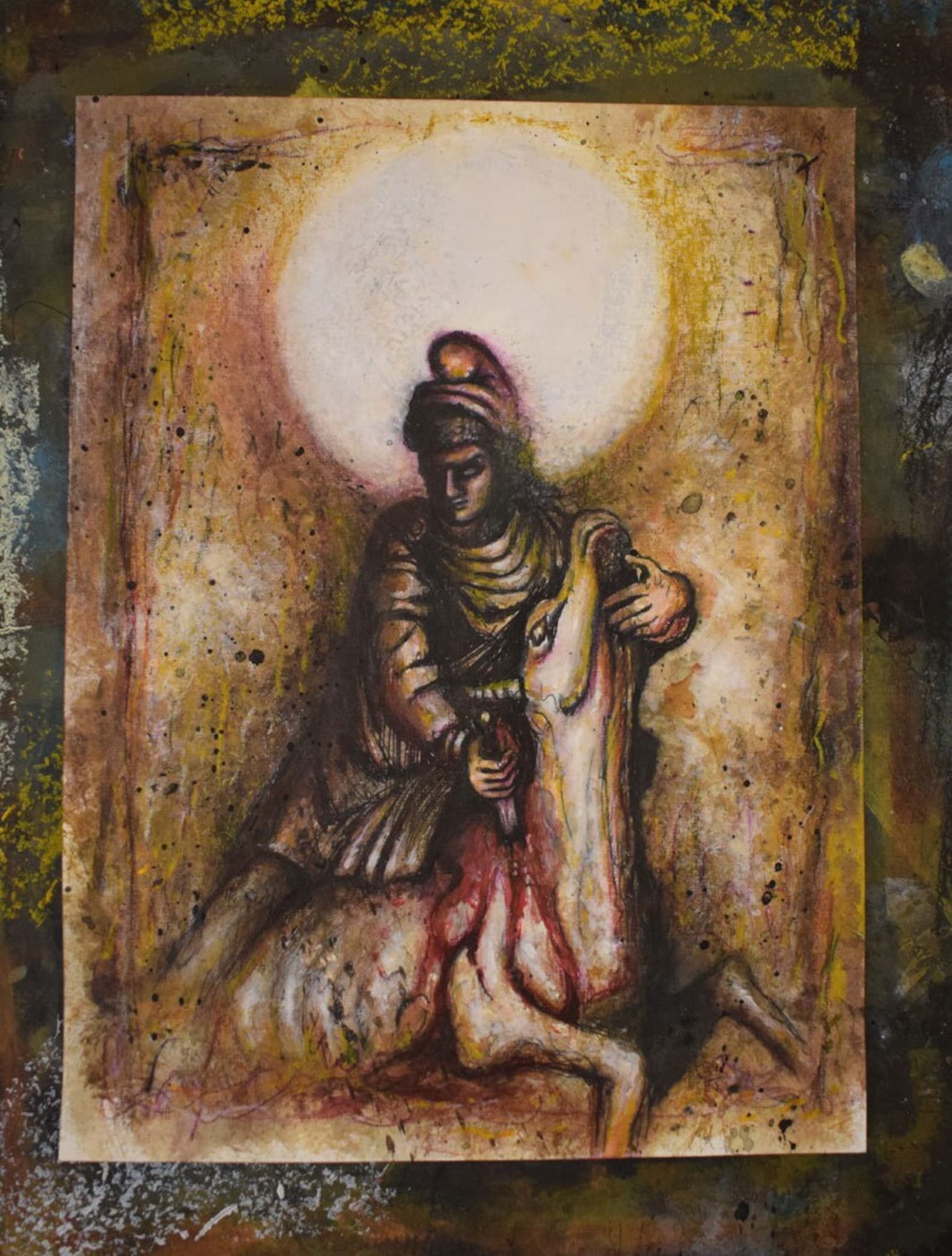 Tauroctony (mithras and the Bull) - ORIGINAL ART - Pencil,dusts,and Oil ...