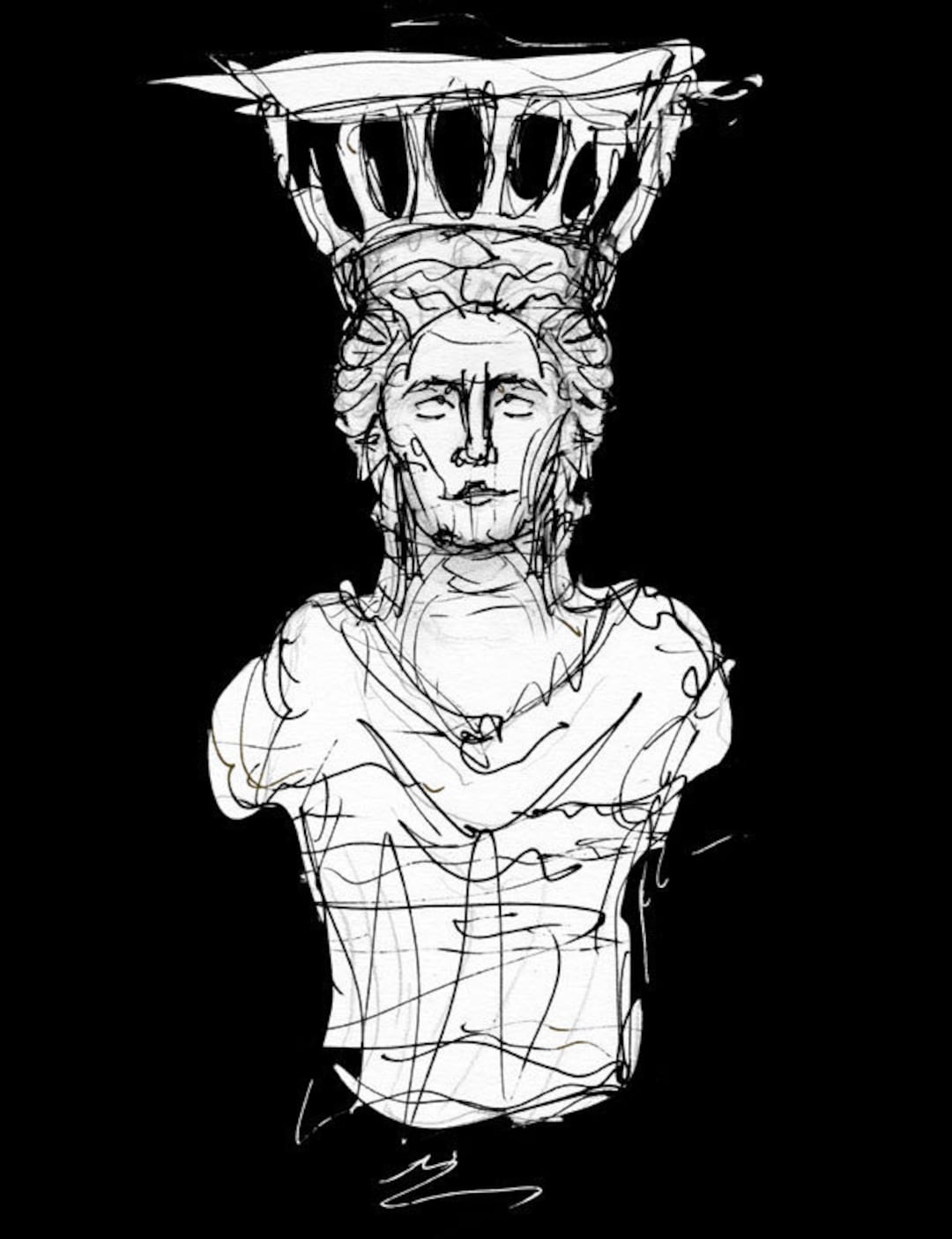 Caryatid - DOWNLOADABLE PRINT - Original Drawing - Pencil and Charcoal ...