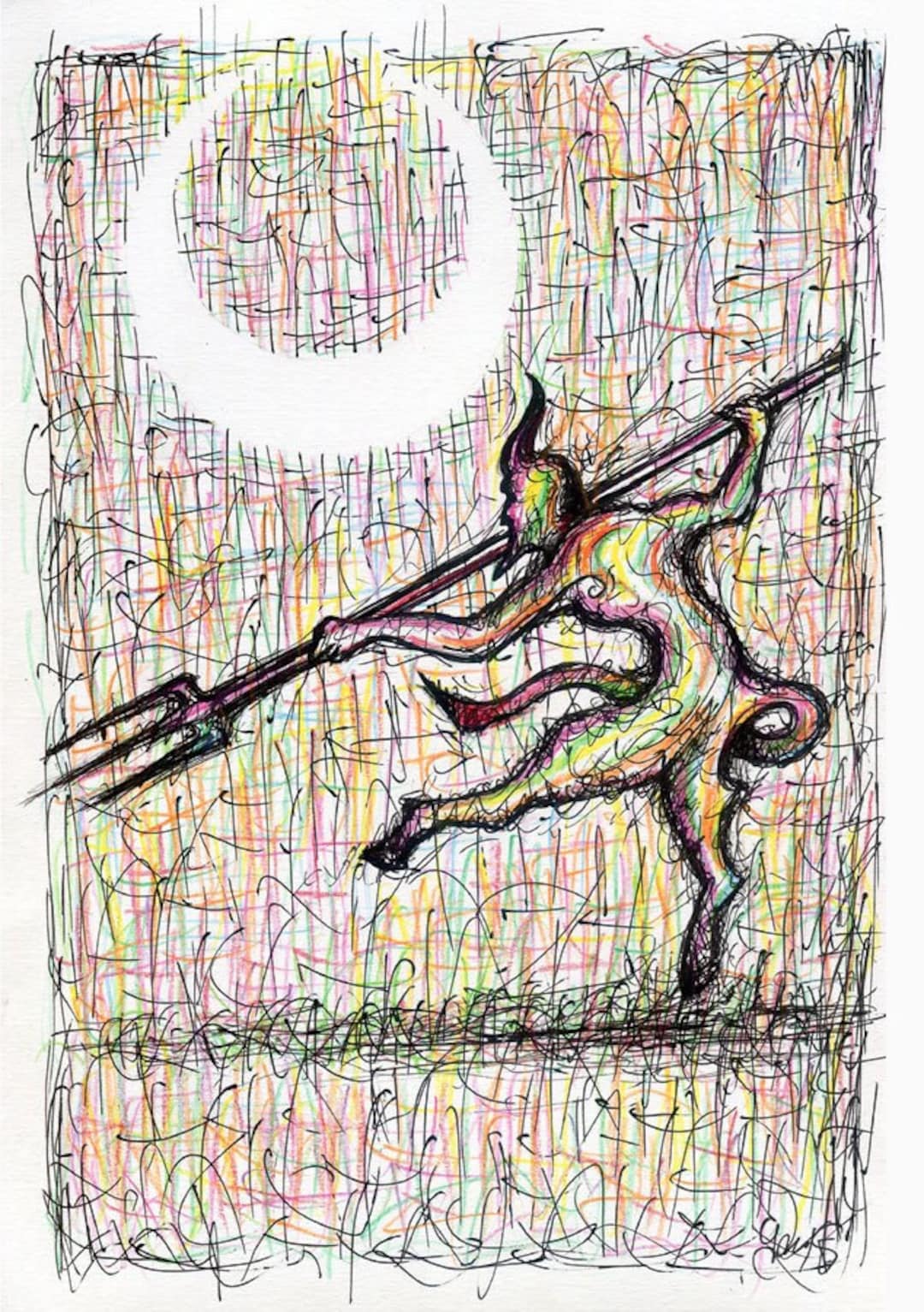 Devil ORIGINAL ART Colored Pencils on Paper - Etsy