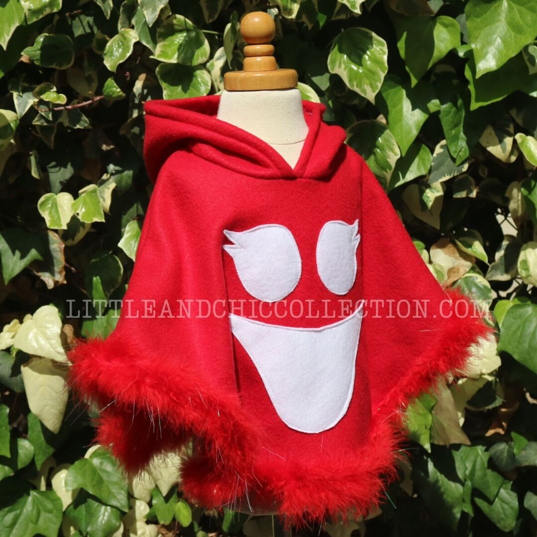 READY TO SHIP - Red Ghost Boo Happy Girly Lashes Halloween Poncho ...