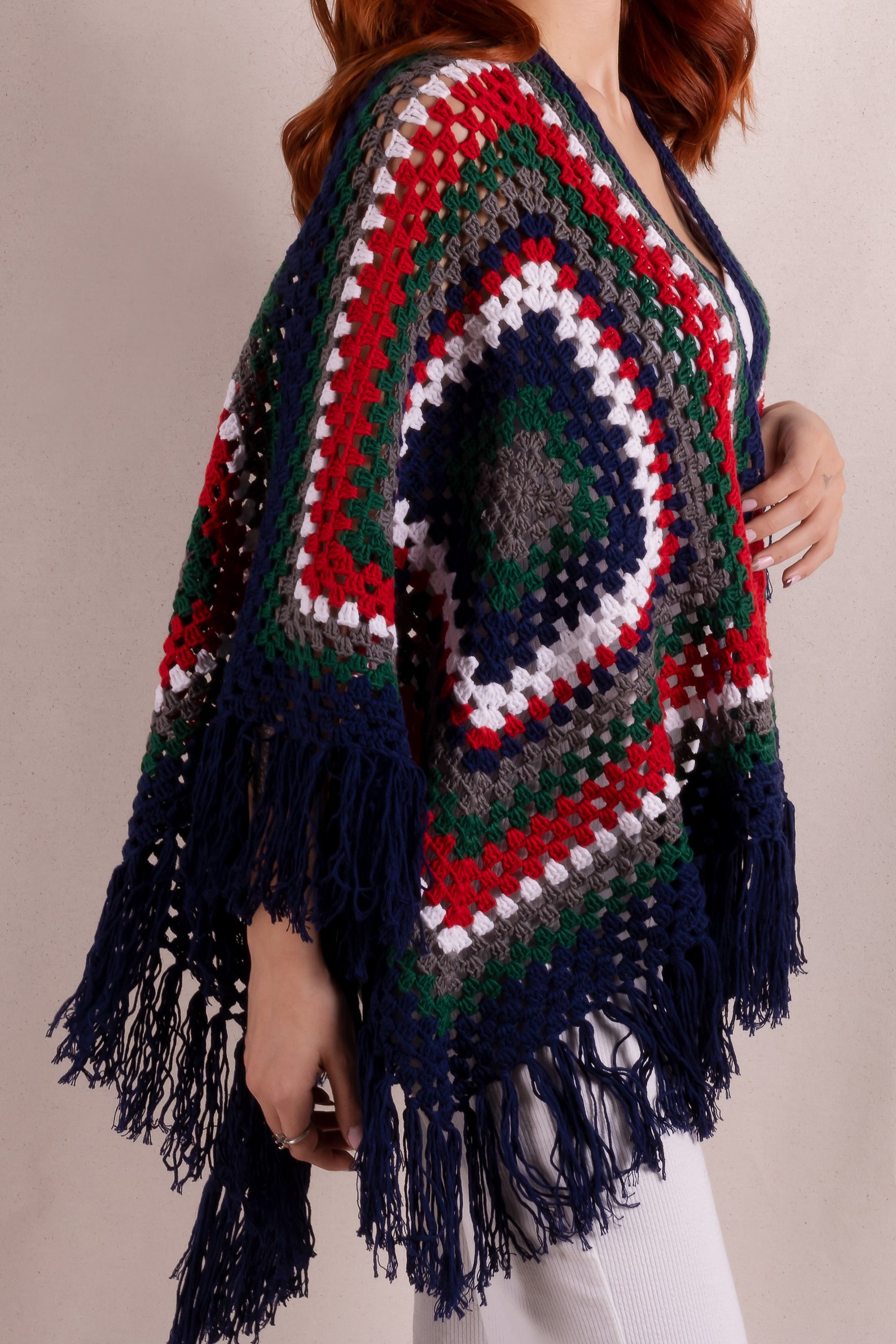 Granny Square Afghan Shawl Blanket Shawl Multicolor Cotton - Etsy