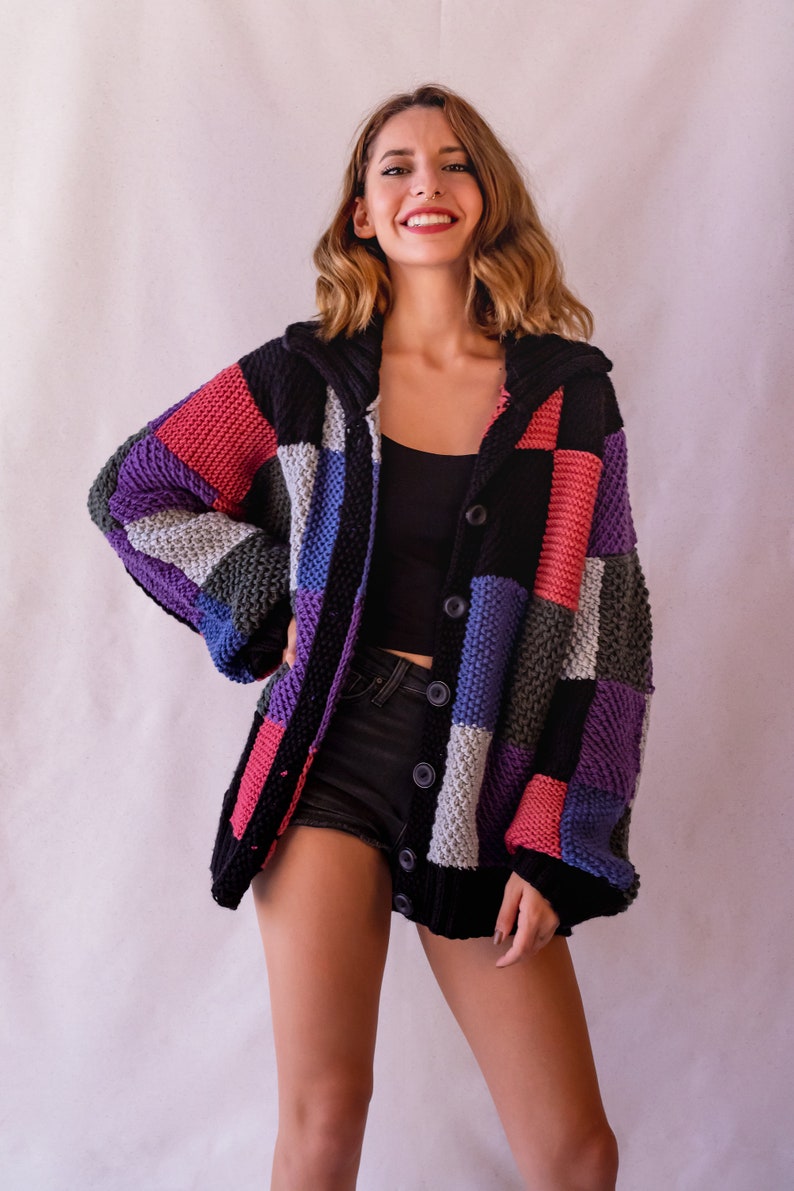 Harry Styles Inspired Cardigan Colour Block Patchwork | Etsy