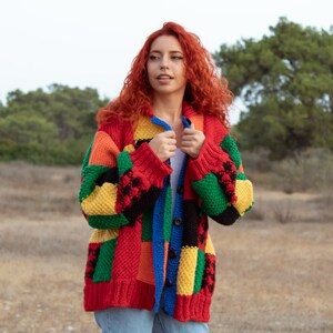 Harry Styles Inspired Cardigan Colour Block Patchwork - Etsy Canada
