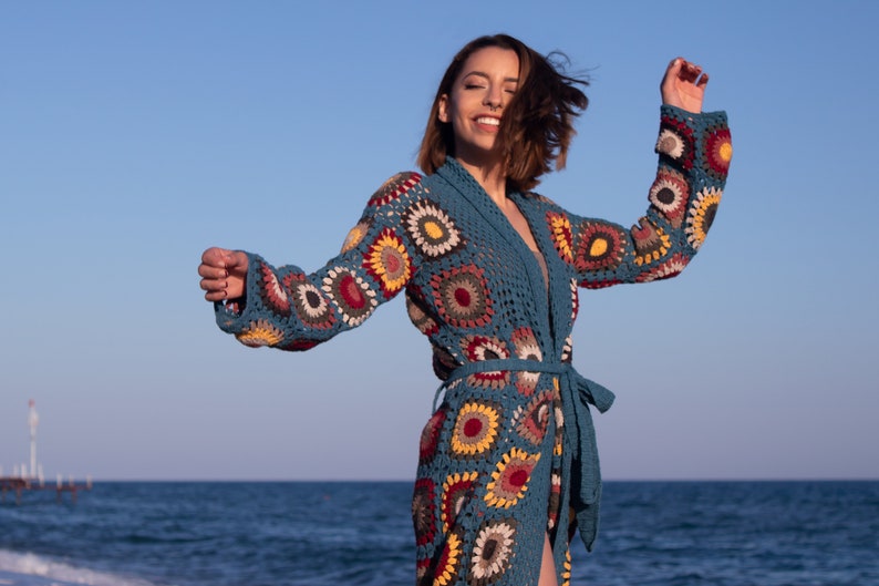 Women's Boho Cardigan Long Patchwork Cardigan Cotton | Etsy