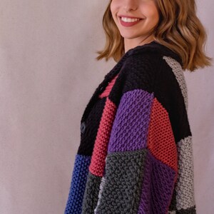 Harry Styles Inspired Cardigan, Colour Block Patchwork Cardigan ...
