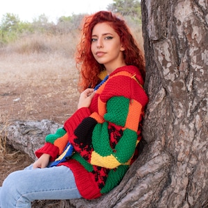 Harry Styles Inspired Cardigan Colour Block Patchwork - Etsy Canada