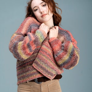 Colorful Knit Cardigan, Knitted Striped Sweater, Hippie Colorful ...